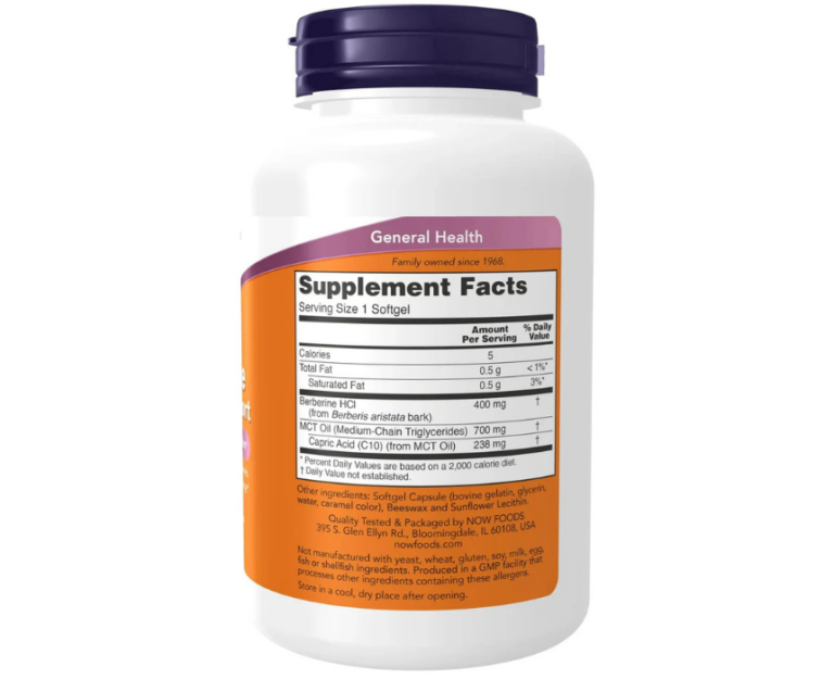 NOW Foods Berberine Glucose Support with MCT Oil For Optimal Absorption ...